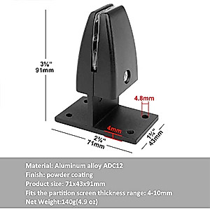 8 Pcs Black T Shaped Office Desk Partition Clips,Aluminum Alloy Sneeze Guard Clamp Bracket Support Desk Divider,Shelf Holder 4-10 mm Plexiglas or Acrylic Panel Partition for Safety & Privacy