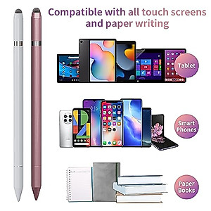 Stylus Pens for Touch Screens, Black Ballpoint Pen with Stylus Tip, 3 in 1 Stylus Pen for iPhone/iPad/Tablet/Android/Microsoft/Surface, Universal Stylus Compatible with All Touch Screens (Rose Gold)