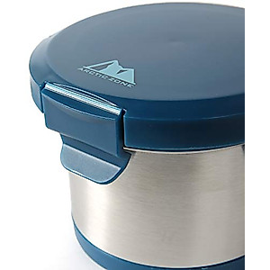 Arctic Zone Leak Proof Thermal Vacuum Insulated Food Jar Container with Safe & Easy 4 Lock Lid for Hot and Cold Food, 16oz Capacity - Blue
