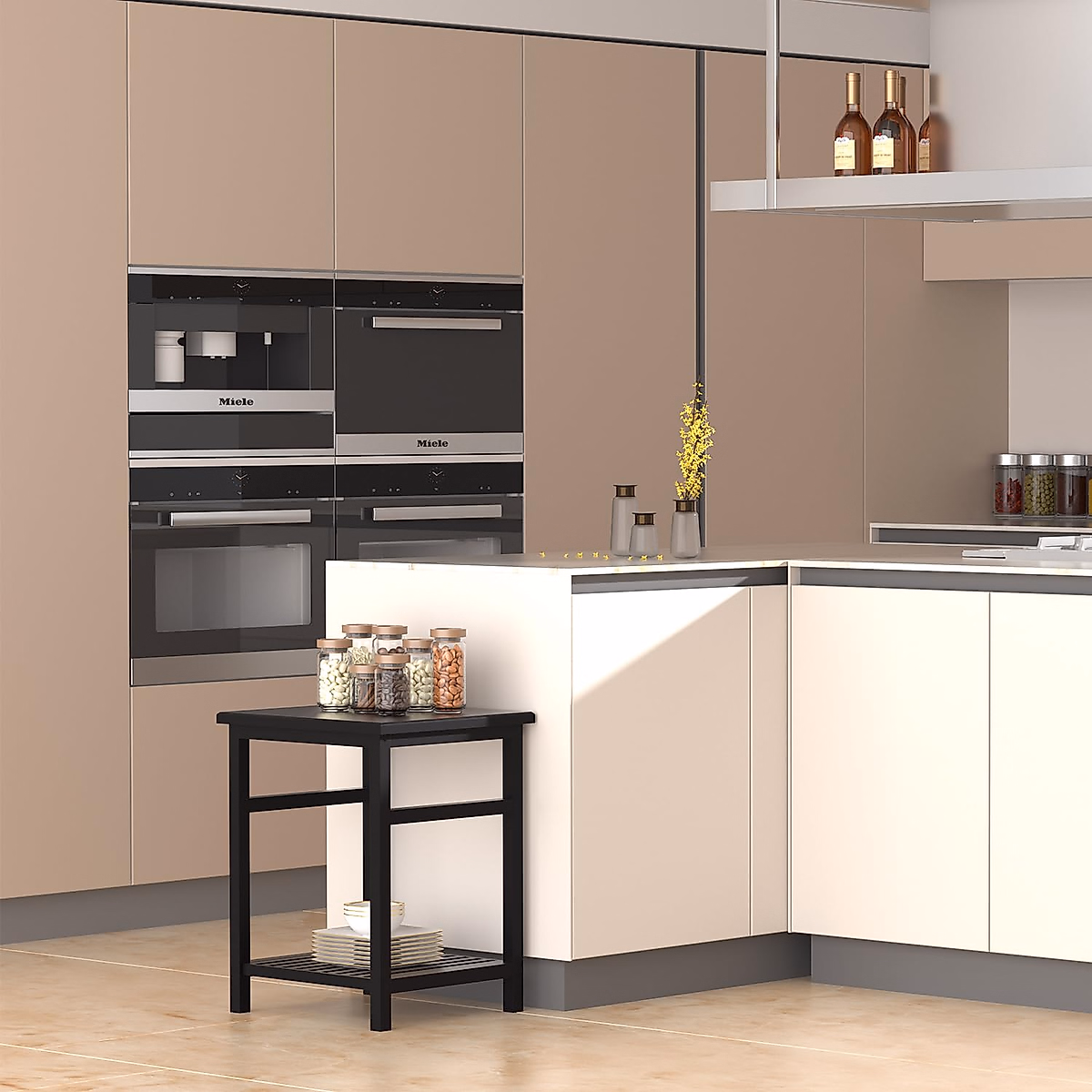 WTZ Nightstand, End Table, Bamboo Night Stand Bedside Table, Side Table for Bedroom Living Room Lounge, Space Saving, Easy to Assemble, NS-537 (1 Pack, Black)