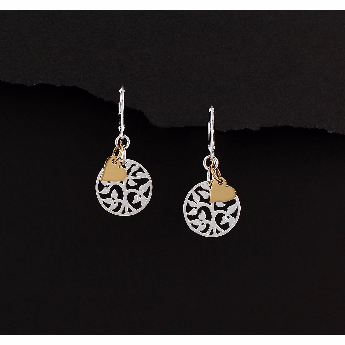 Daughter in Law Gift • Welcome to Our Family Tree • Sterling Silver Leverback Earrings • Gifts for Stepdaughter or Future New Daughter In Law • Silver Tree Gold Heart Charm • Jewelry for Women