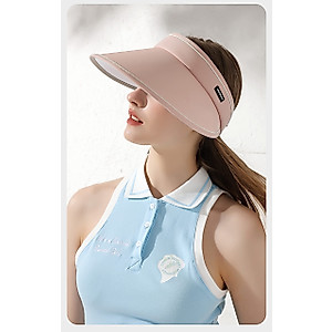 ZYLG Sun Visor Hats for Women Wide Brim,Foldable Wide Brim Womens Golf Cap,Womens Beach Sun Hat UV UPF50 Travel Foldable Sun Hat (Black)