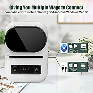 MORTENTR Label Makers, Portable Bluetooth Thermal Label Printer for Barcode Name Address Clothing Jewelry Retail Small Business Home Office, Compatible with Android & iOS, with 1.96x1.18 inch Label