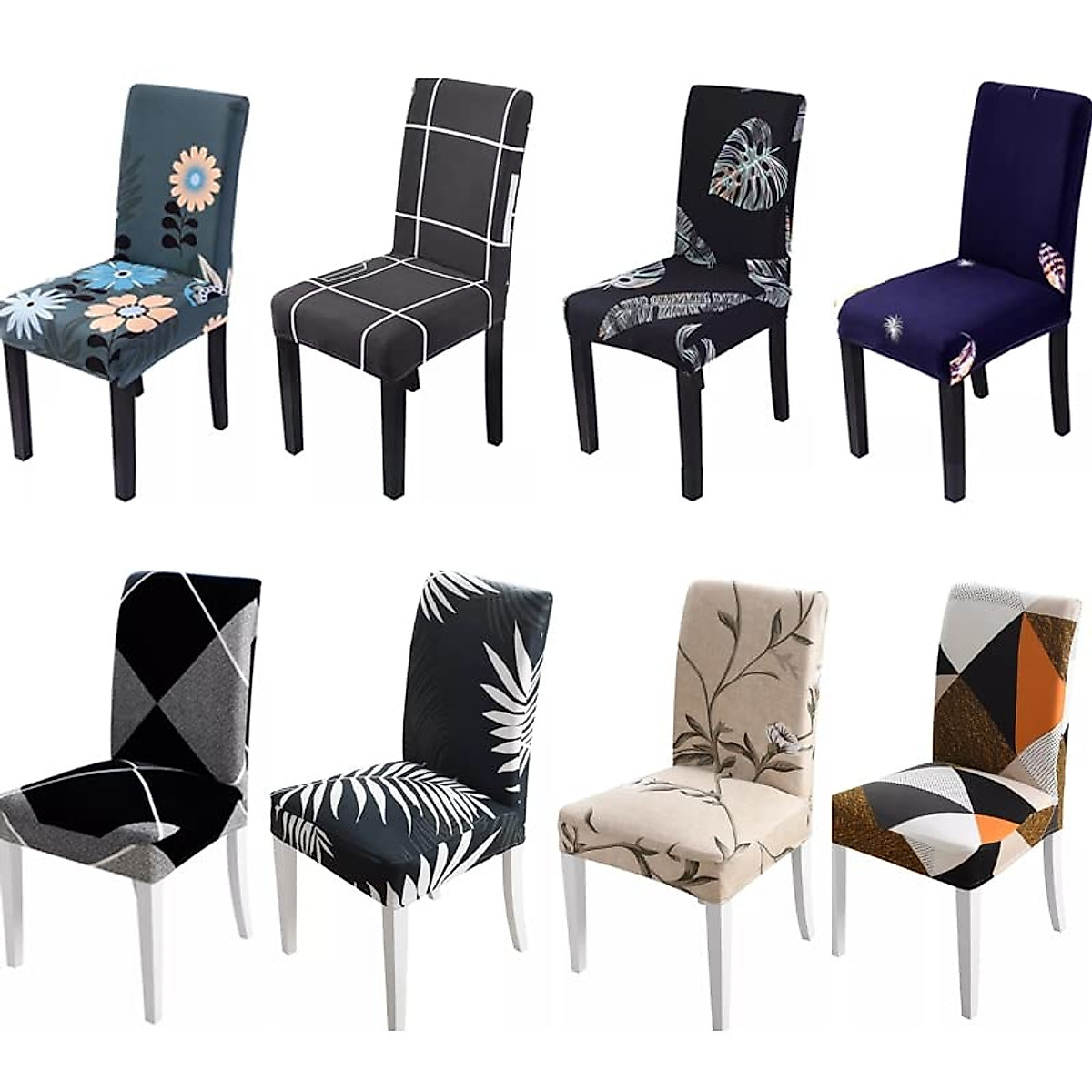 Printed Elastic Stretch Chair Cover Spandex Dinning Room Kitchen Chair Slipcovers Protector for Wedding Banquet Party E23 4 pcs