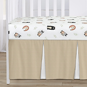 Sweet Jojo Designs Bear Raccoon Hedgehog Forest Animal Woodland Pals Baby Unisex Boy or Girl Nursery Crib Bedding Set - 4 Pieces - Neutral Beige, Green, Black and Grey