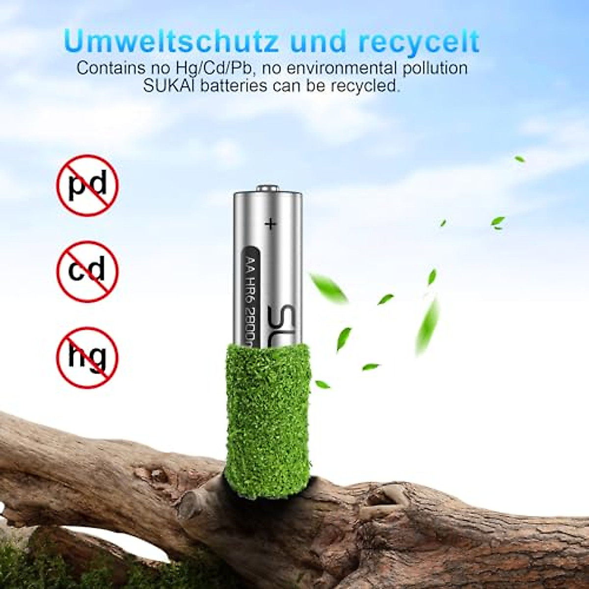 SUKAI AAA Rechargeable Batteries, 1100mAh 1.2V High-Capacity Ni-MH Rechargeable AAA Batteries with Low Self Discharge & Pre-Charged (12 Pack)