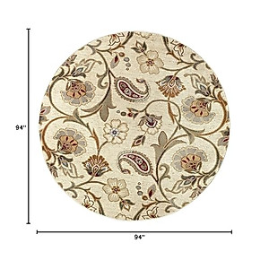 Fairfield Beige Modern Large 8ft Round Rug - Area Rug - Indoor Area Rugs for Living Room - Dining Room Rug - Bedroom Rug - Kitchen Rug - Entryway Rug Contemporary Carpet - Alfombras para Salas