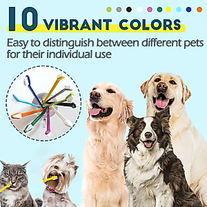 MoonyMars 300 Pcs Dog Toothbrush Cat Tooth Brushes Bulk, Double Sided Brushing Kit, Teeth Cleaning Kit Soft Bristles Long Handle, Pet Tooth Brush for Small to Large Dog, Cat, Puppy & Kitten, 10 Colors