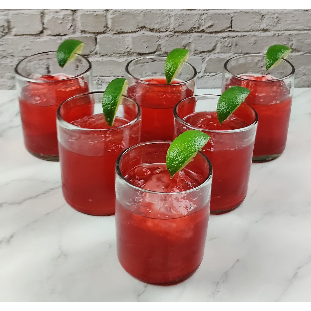 Dos Sueños Hand Blown Mexican Drinking Glasses – Set of 6 Natural Clear Tumbler Glasses (10 oz each)