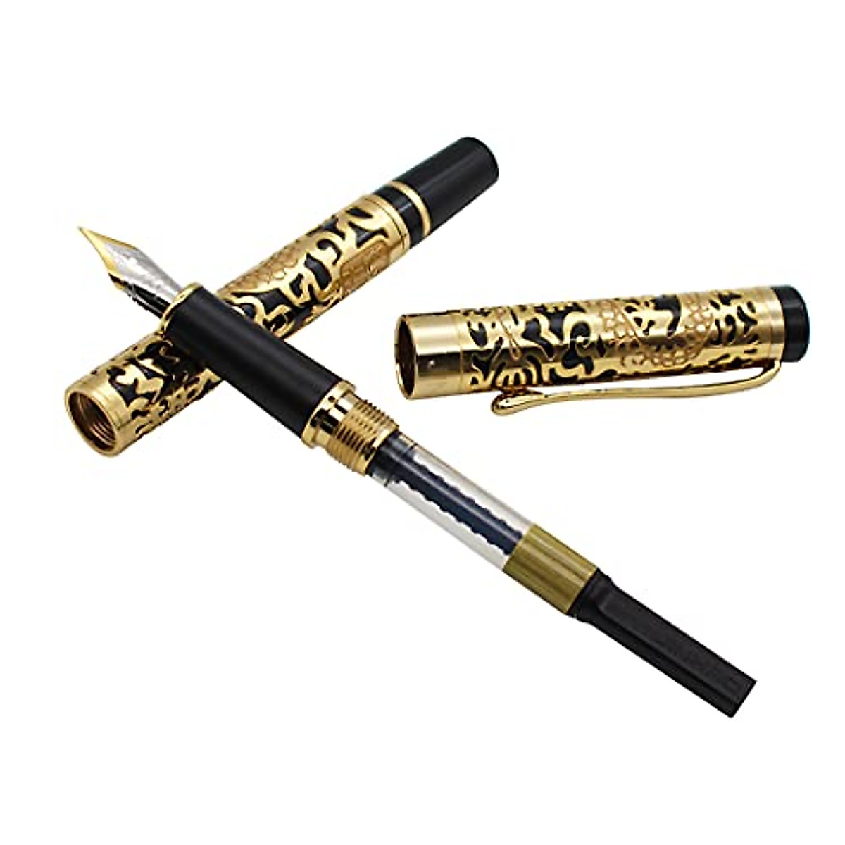 Gullor Advanced Fountain PEN Jinhao 5000 Dragon Year Golden with Black