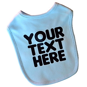 Funny Girl Designs Personalized Baby Bib CUSTOMIZED with Your VINYL Text and Color Of Choice 100% Cotton Unisex (LIGHT BLUE BIB)