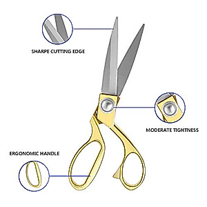 Wild & Bold Fabric Scissors All Purpose 8"Gold Sewing Scissors Professional Scissors Heavy Duty with Ultra Sharp Stainless Steel Blade Shears Left Handed Scissors For Office Craft Scissors(New Gold)