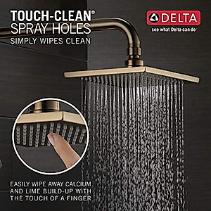 Delta Faucet Vero 14 Series Single-Function Shower Trim Kit with Single-Spray Touch-Clean Rain Shower Head, Champagne Bronze, 2.0 GPM Water Flow, T14253-CZ-WE (Valve Not Included)