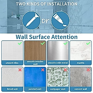 Shower Caddy, 2 Packs Shower Shelf No Drilling, Adhesive Shower Rack Wall Mounted with 4 Hooks, Rustproof Bathroom Shower Storage Organizer