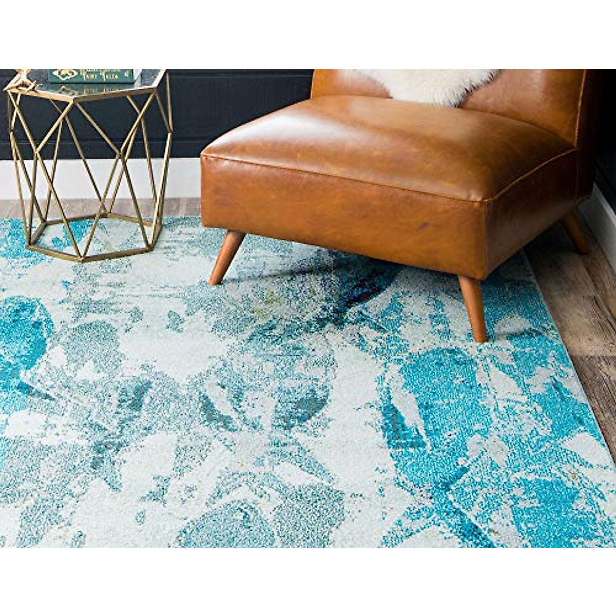 Unique Loom Positano Collection Coastal Modern Fish Light Blue Area Rug (9' x 12')