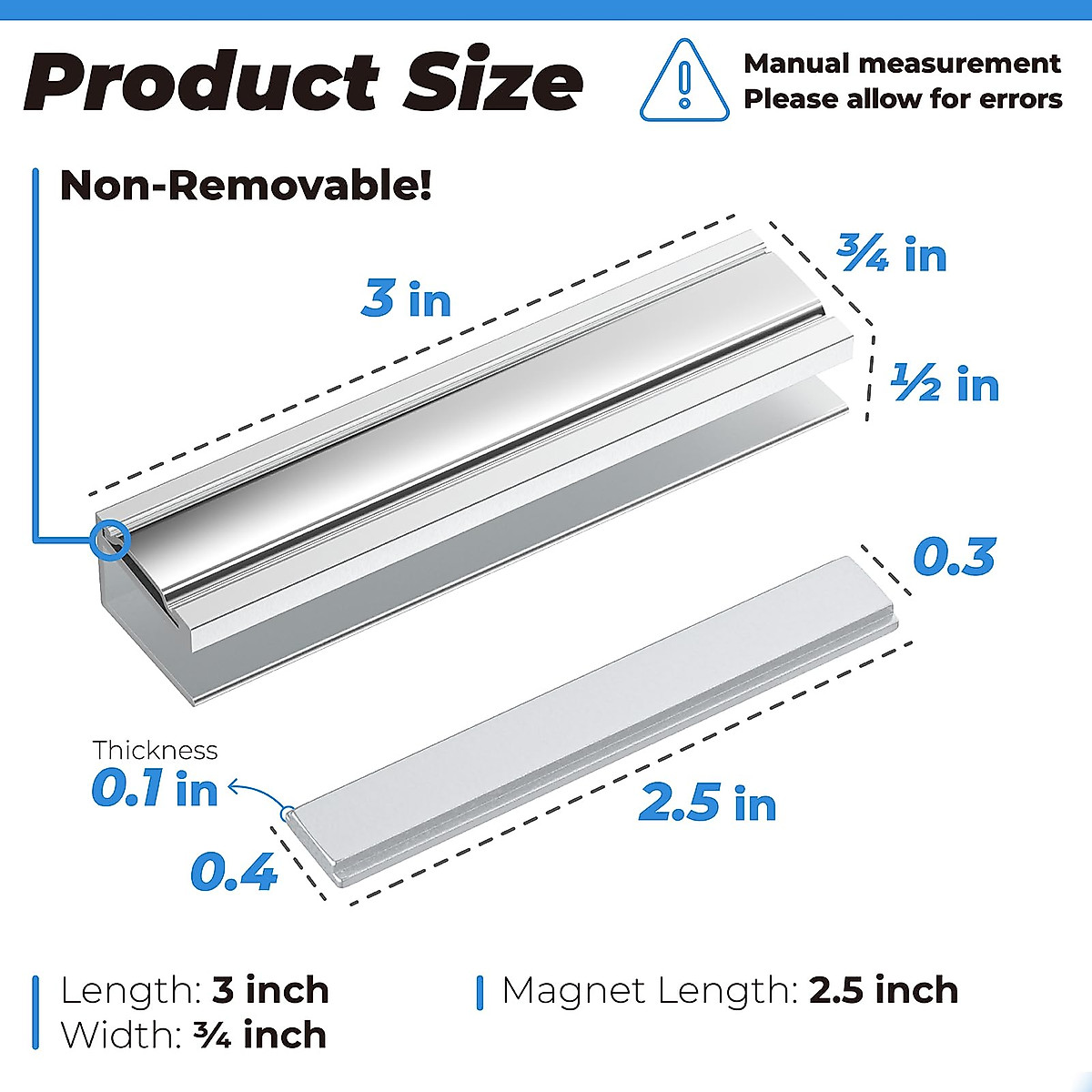 Shower Door Magnet - U Channel Door Frame with Metal Strike and Magnet for 1/8" 5/32" 3/16" and 1/4" Thick Swing Glass Shower Doors Shower Door Handles Shower Door Strike Jamb