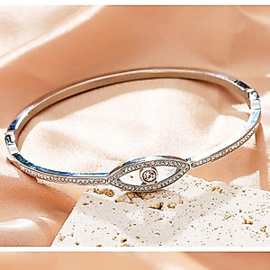 Jude Jewelers Small Size Stainless Steel Evil Eye of Gold Cocktail Party Bangle Bracelet (Silver)