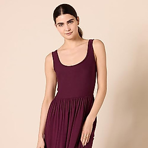 Amazon Essentials Women's Tank Waisted Maxi Dress (Available in Plus Size), Burgundy, Large