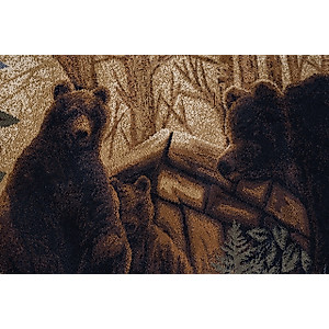 Fern Bear Novelty Lodge Pattern Beige Rectangle Area Rug, 8' x 10'