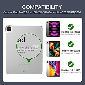 ZtotopCases for iPad Pro 12.9 Case 6th/5th/4th Generation 2022/2021/2020, Full Body Protective Rugged Cover with [Pencil Holder + Screen Protector] for iPad Pro 12.9 Inch 6th/5th/4th Gen, Gray