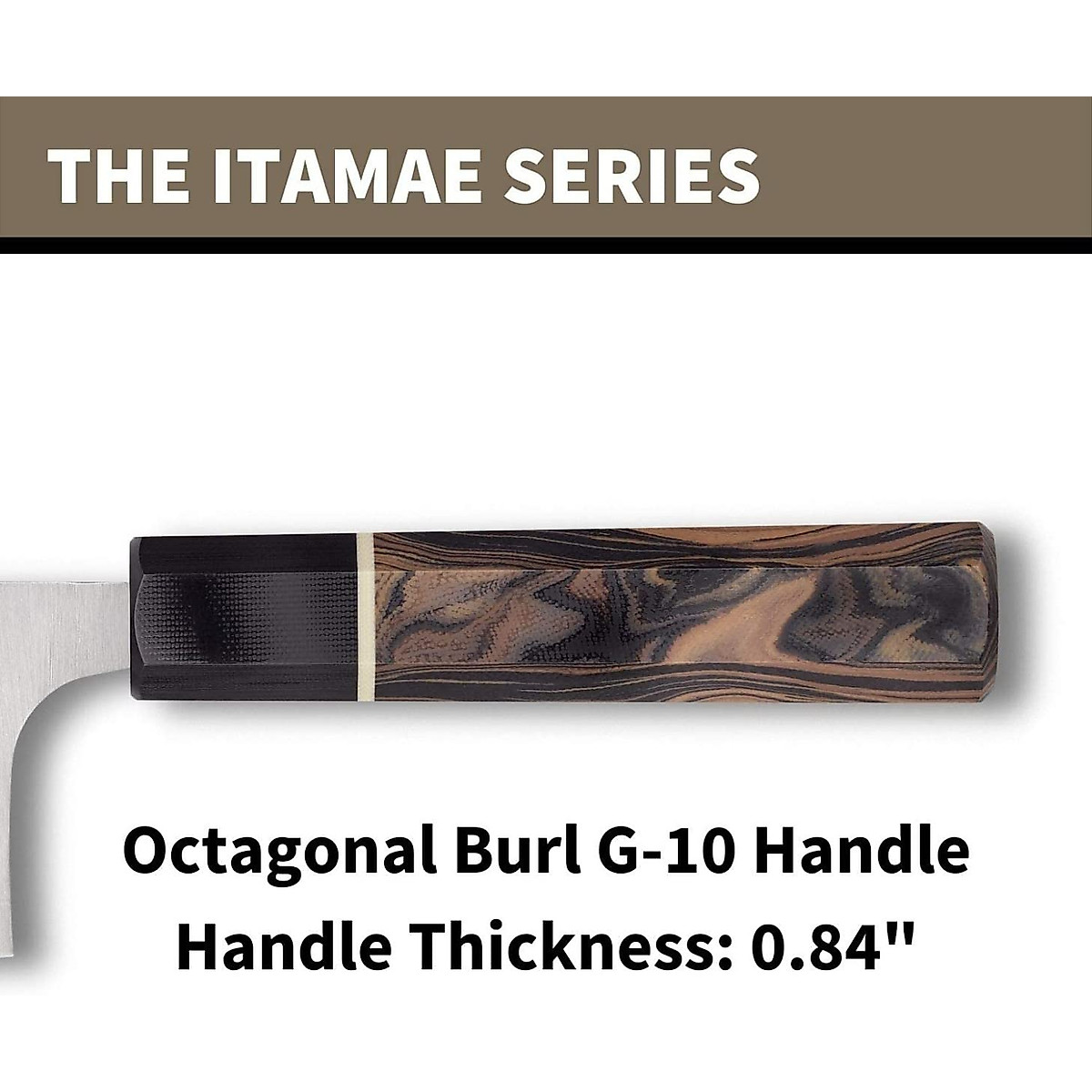 Spyderco Itamae Nakiri Premium Kitchen Knife with 7.28" SUS410 Super Blue Stainless Steel Blade and Burl G-10 Handle - Plainedge - K17GPBNBK