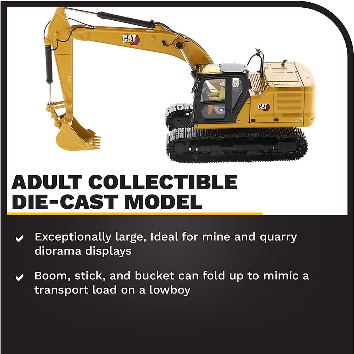 Diecast Masters 1:50 Caterpillar 320 Hydraulic Excavator | High Line Series Cat Trucks & Construction Equipment | 1:50 Scale Model Diecast Collectible | Diecast Masters Model 85569