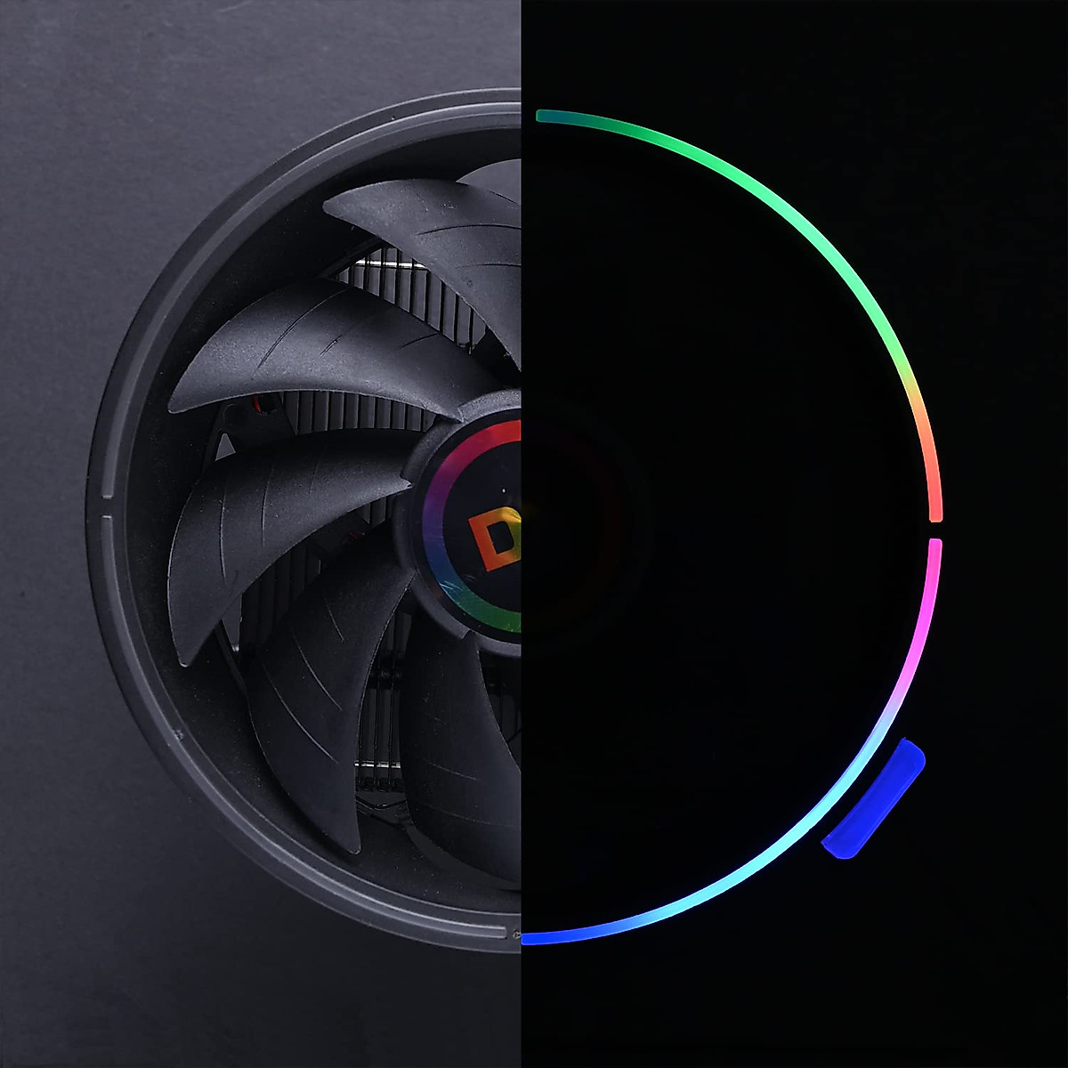 DS 120MM CPU Cooler for PC Case, Black Aluminum Extrusion CPU Cooling LED Fan for Computer Case, Compatible with Intel LGA 1366 1156 1155 766 (Static RGB Fan, C Series)