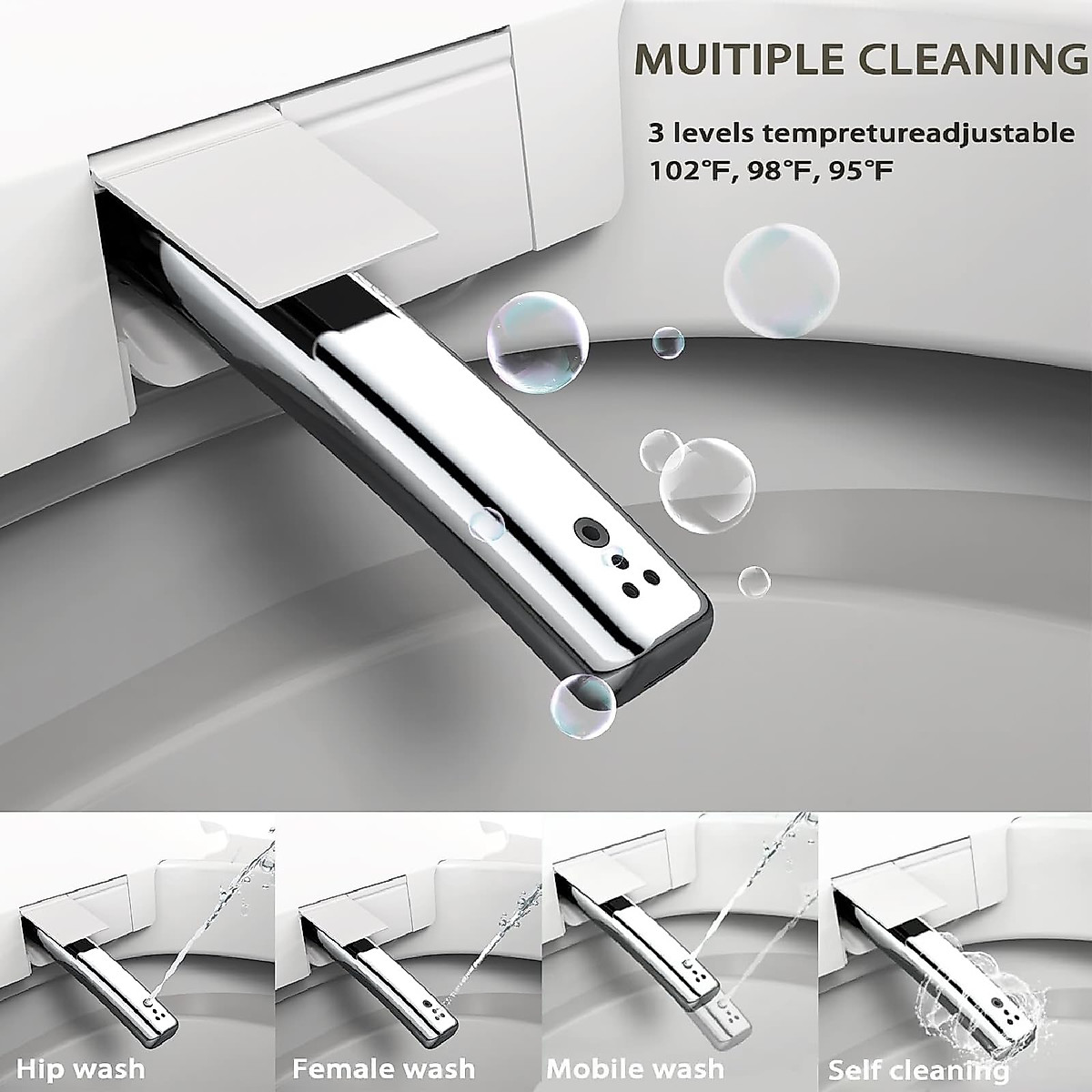 Toilet Smart Toilet Bidet Combo Ceramic White with Foot Sensor Open Cover/Seat Led Display Self-Cleaning Nozzle