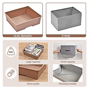 TOOLF Rolling Storage Cart with 6 Drawers,Utility Cart with Drawers and Wooden Tabletop,Storage Dresser for Bedroom,Tall Nightstand for Dorm with Large Capacity,Brown