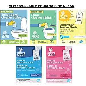 Nature Clean Natural Laundry Stain Remover Strips For Clothes 36 count, Non-Toxic Plastic-Free Packaging Unscented Eco-Friendly Biodegradable Septic Safe. Laundry Detergent Sheets Stain Remover for Fabric & Travel.