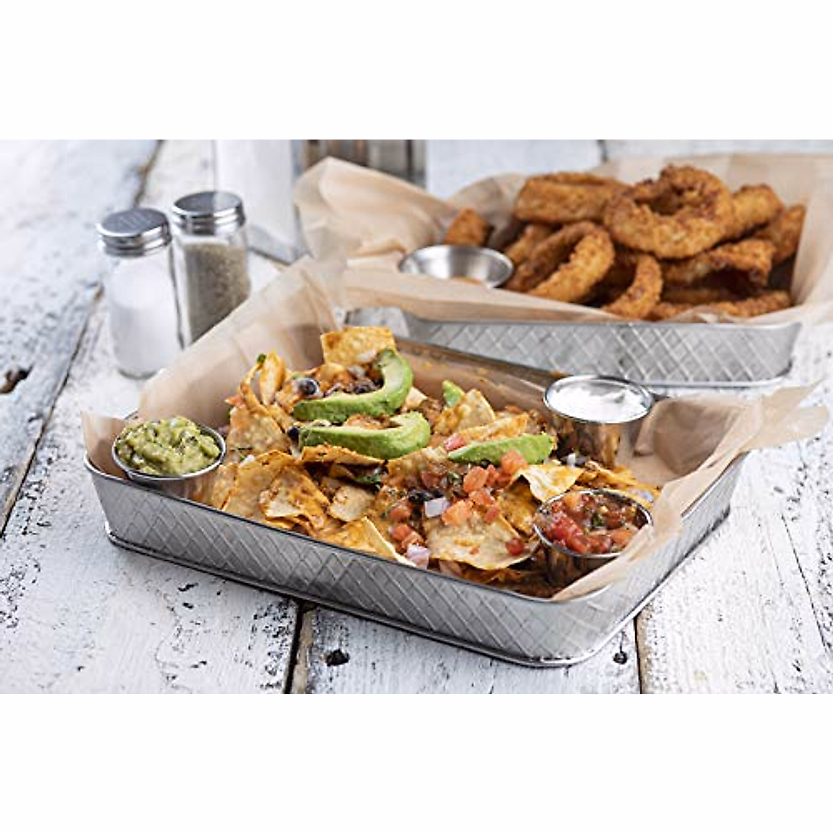 Tablecraft Lattice Collection 12 x 9 x 1.5" Rectangular Platter, Stainless Steel