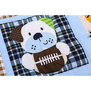 Brandream Crib Bedding Sets for Baby Boys - Sport Champ Dogs 5-Piece Nursery Set