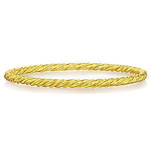 CHOW SANG SANG Dazzling Mirror Gold 999.9 24K Solid Gold Price-by-Weight Gold Twisted Rope Stackable Slip-On Bangle for Women 93673K (Approx. 0.66tael (~24.7g), 7 (Wrist Size:14.5-15.5 CM))