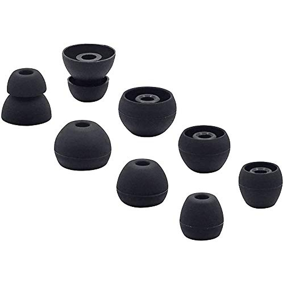 JNSA 8 PCS Silicone Ear Tips Ear Cushion Ear Gel Compatible with New Beat s Flex, 4 Size 4 Pairs Eartips Replacement for New Beat s Flex Wireless Earphones, Black (BtsFlex)