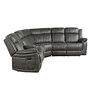 Lexicon Perm 3-Piece Reclining Sectional Sofa, Brownish Gray