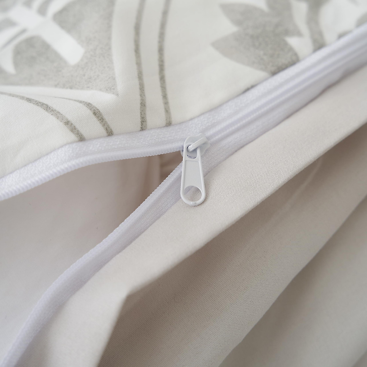 Tache Gray White Ogee Damask Moon Sky Speckled Heather Grey Modern Victorian Shabby Chic Reversible Duvet Cover Queen