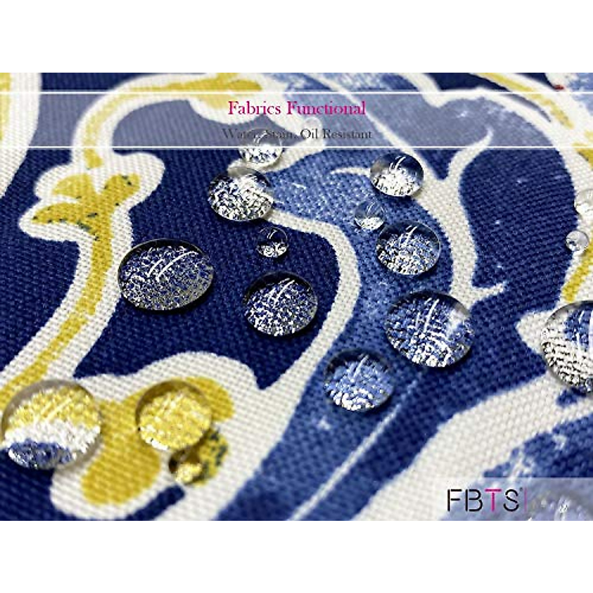 FBTS Prime Pack of 2 Outdoor Waterproof Decorative Lumbar Pillows with Inserts for Patio Furniture, 20x12 Inch Fade Resistant Patio Garden Lumbar Cushions for Couch Bed Sofa, Jacobean Navy