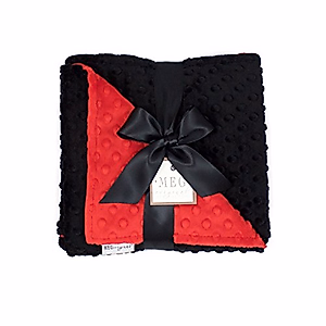 MEG ORIGINAL Red & Black Minky Dot Baby Blanket, Unisex/Gender Neutral, 1327