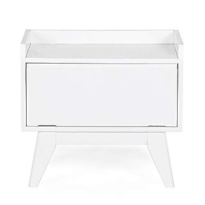 SIMPLIHOME Draper 20 inch H x 22 inch W Storage Hamper Bench in Pure White with Storage Compartment and 1 shelf, for the Bathroom