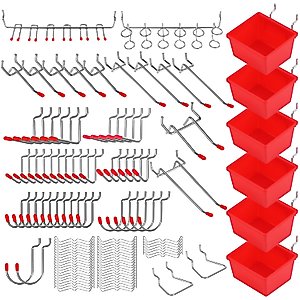 Ultimate 121-Piece Pegboard Hooks Set, Pegboard Accessories with Metal Hooks, Durable Peg Board Organizer Accessories, Pegboard Bins, Peg Board Tool Utility Hooks, Peg Board Hooks