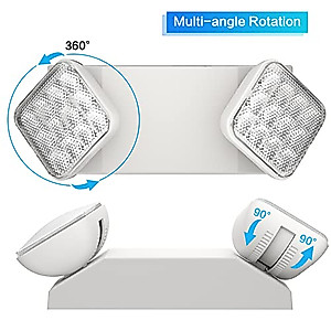 SPECTSUN 4 Packs Emergency Light White, Commercial Emergency Light with Battery Backup, Emergency Sign with Light/Led Emergency Light/Emergency Light Fixture/Emergency Light Home -(Square Head)