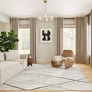 nuLOOM Oval 5x8 Thigpen Contemporary Area Rug, Grey, Abstract Lines, Non-Slip Backing, Stain Resistant, For Bedroom, Dining Room, Living Room, Hallway, Office, Kitchen, Entryway