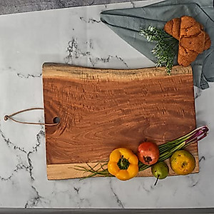 My Savory Table Hand Crafted Live Edge Acacia Wood Cutting Board, Wooden Chopping Board for Professional and Home Kitchen Use, 20 x 11 Inch