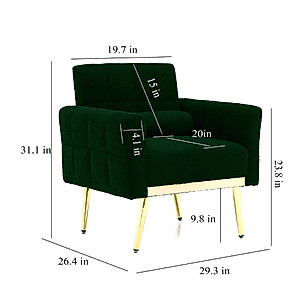 Tiophome Teddy Accent Modern Side Gold Legs & Waist Pillow, Single Sofa Couch Armchair Reading Chairs for Living Waiting Room Bedroom Green