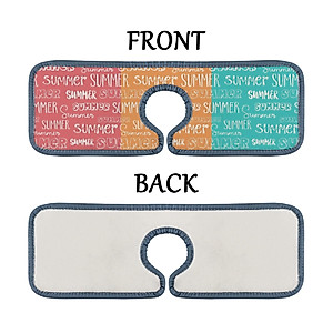 Kitchen Faucet Mats 4 Pieces Summer Funny Letters Absorbent Faucet Sink Splash Guard Bathroom Counter and RV,Faucet Counter Sink Water Stains Preventer