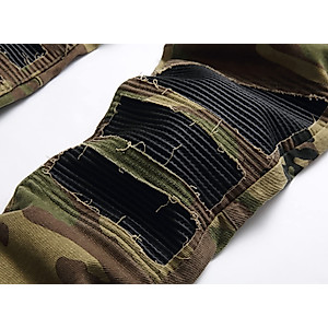 AITITIA Men's Ripped Camouflage Slim Fit Stretch Jeans (42, 6614 Camouflage)