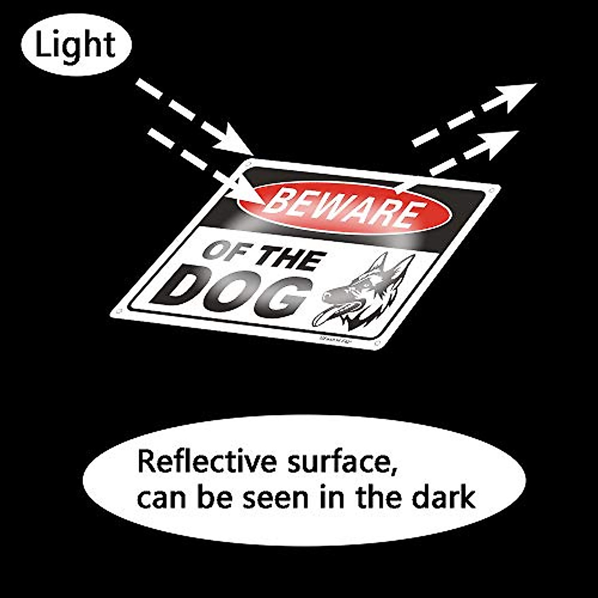 Uflashmi Beware of Dog Sign for Fence Yard, Dog Warning Sign, Aluminum Metal, 2 Pack, 7x10 inch