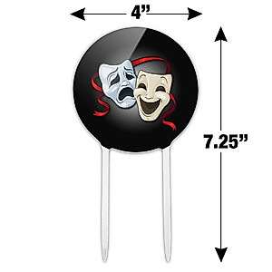Acrylic Drama Comedy Tragedy Masks Theater Cake Topper Party Decoration for Wedding Anniversary Birthday Graduation