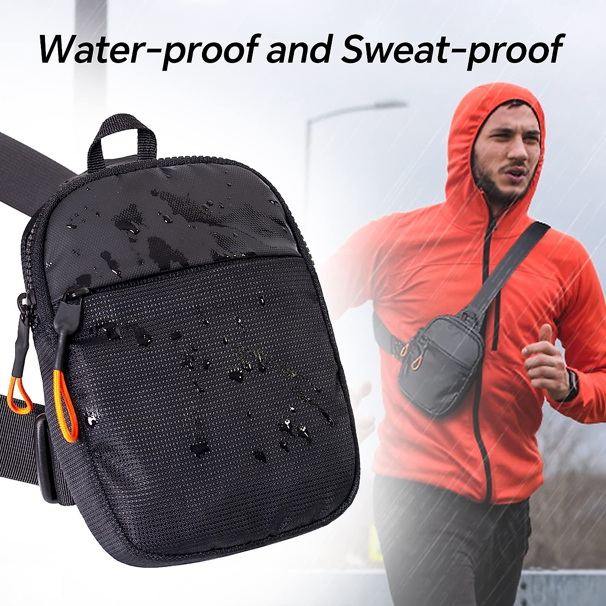 MJNUONE Mini Sling Chest Bag Waterproof Small Crossbody Bag Multi-purpose Lightweight Sling Bag for Men and Women (Black)