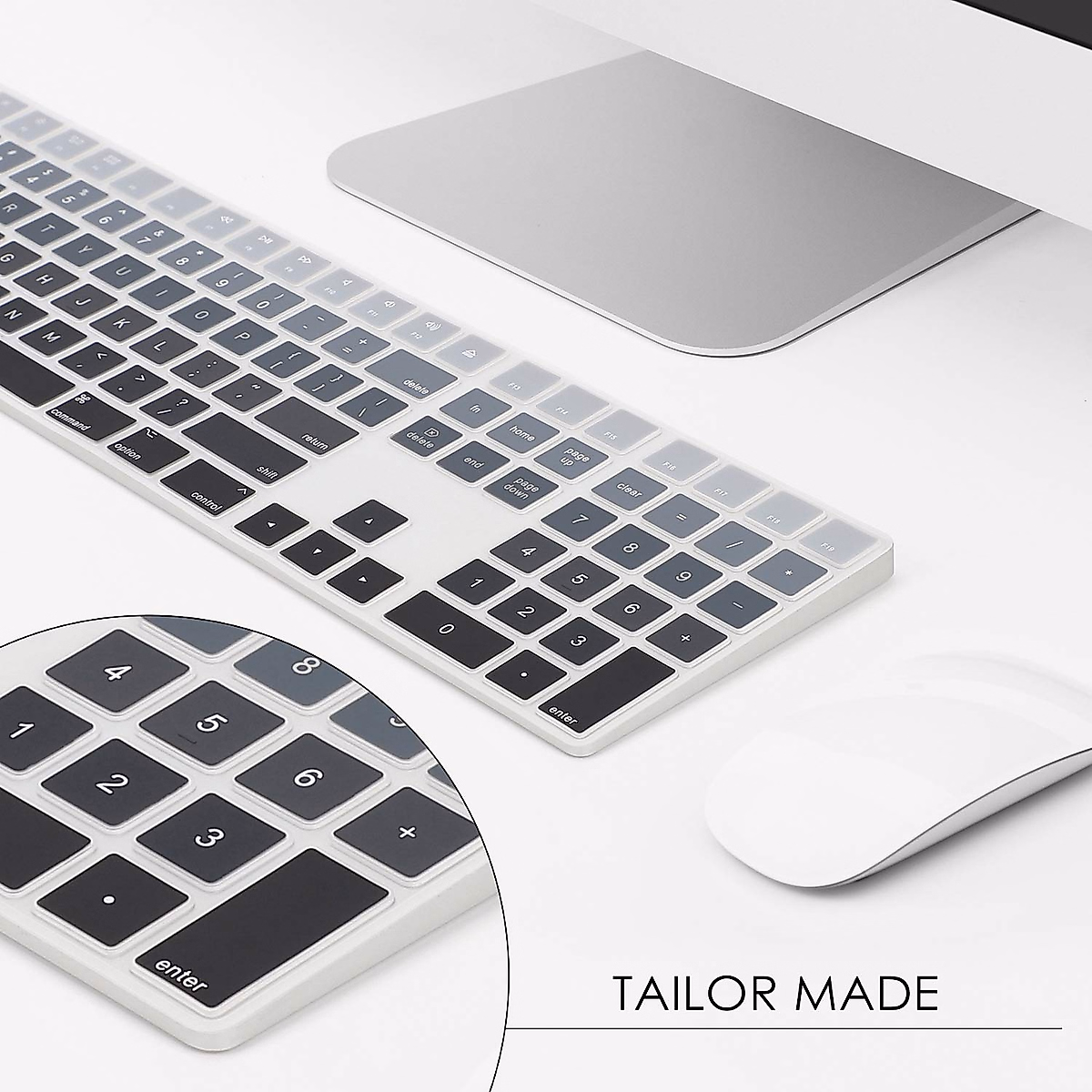 Allinside Ombre Gray Cover for Apple iMac Magic Wireless Keyboard with Numeric Keypad MQ052LL/A A1843 US Layout